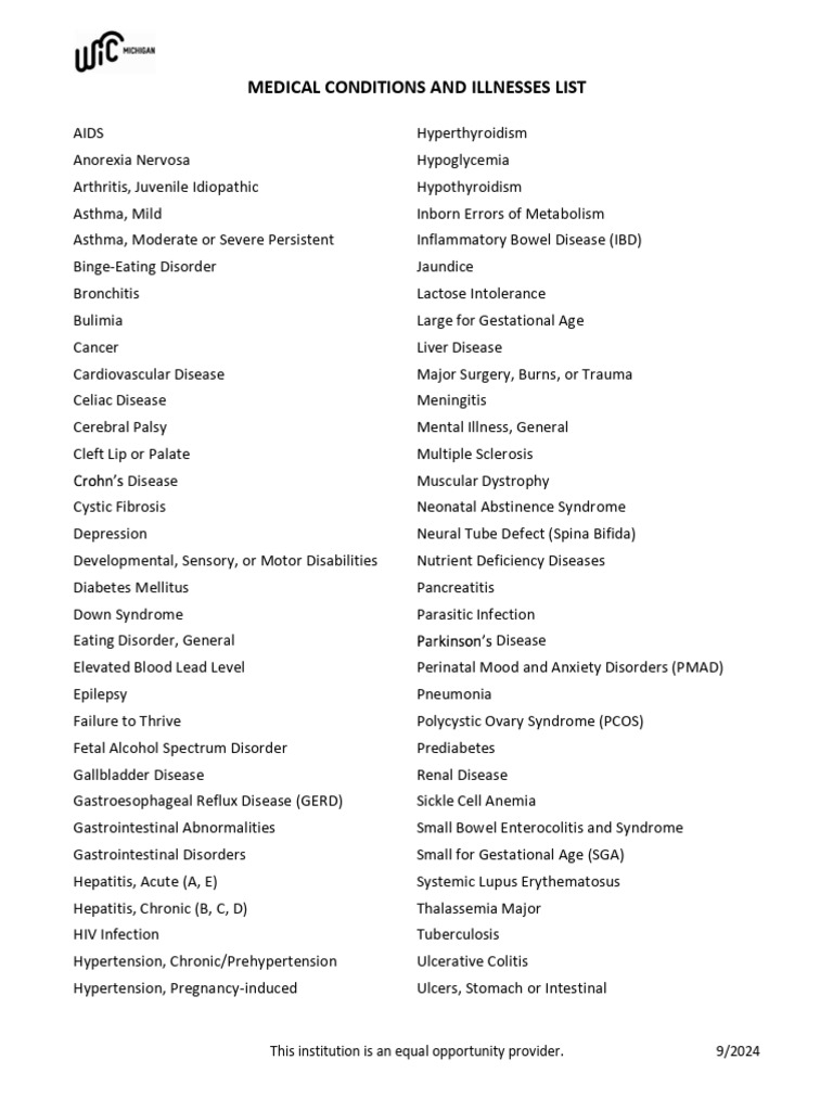 Comprehensive Medical Conditions List | PDF | Clinical Medicine | Human ...