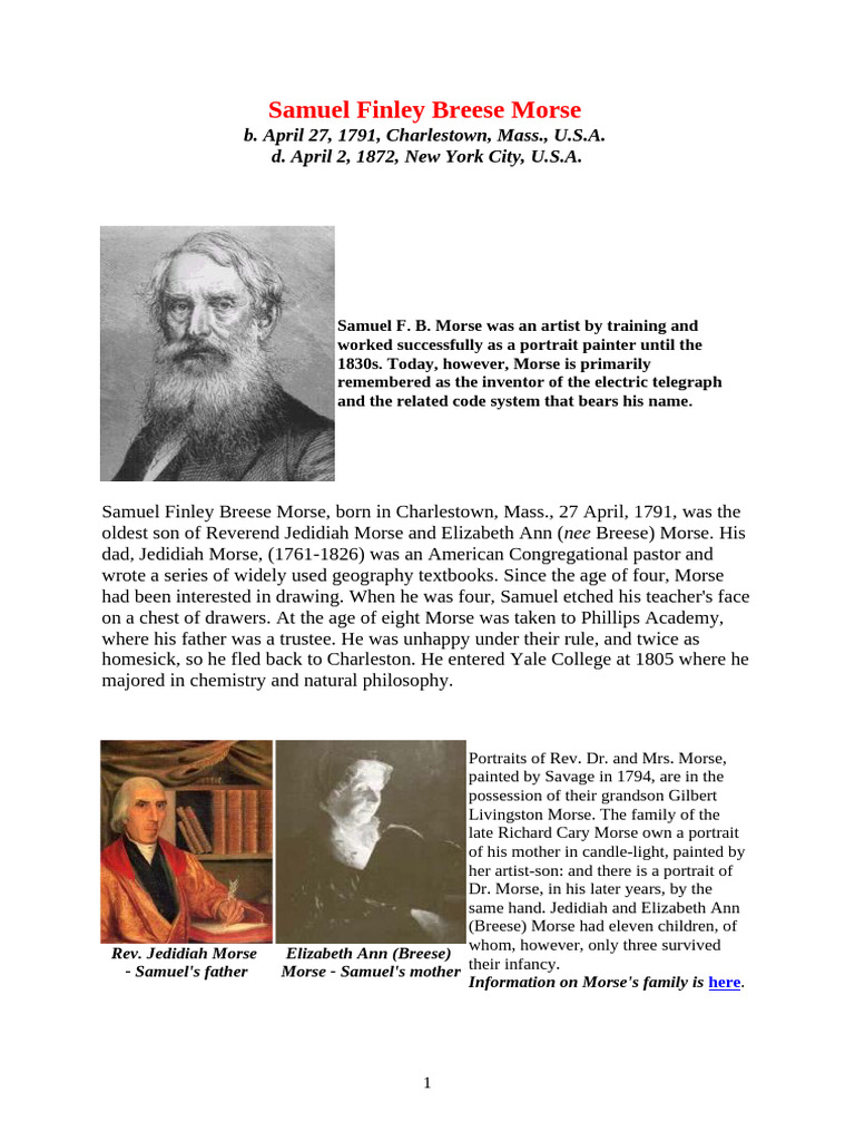 Samuel Morse: Artist and Inventor | PDF | Telegraphy