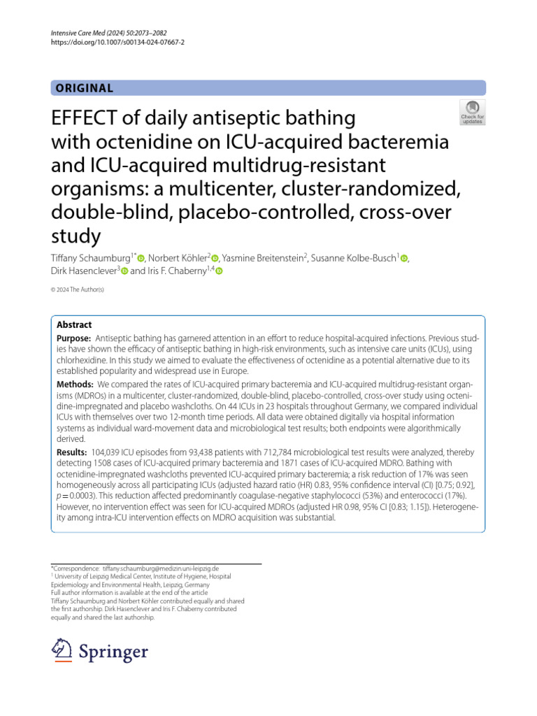 EFFECT of Daily Antiseptic Bathing With Octenidine on ICU-Acquired ...