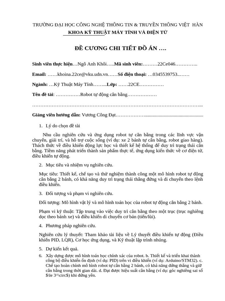 De Cuong Chi Tiet | PDF