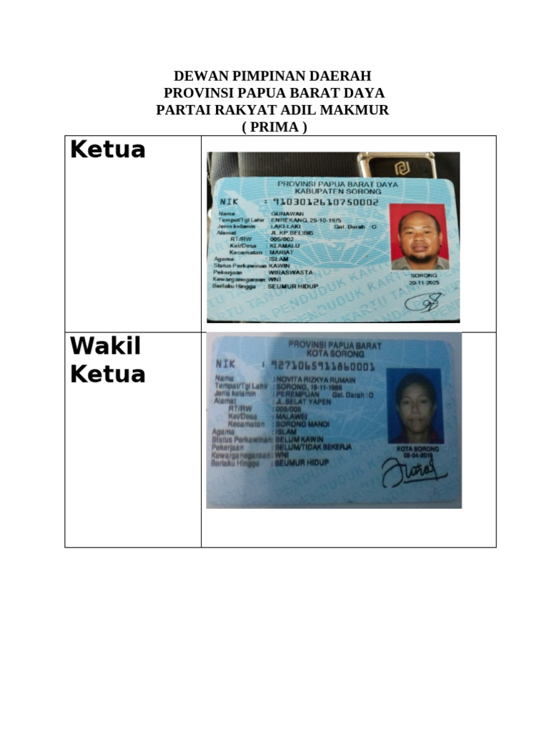 Dewan Pimpinan Wilayah Partai Rakyat Adil Makmur Dpw | PDF