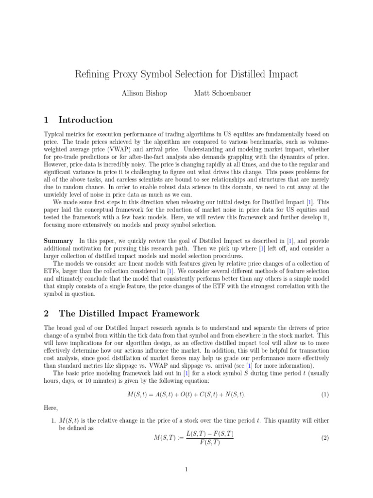 Proxy Symbol Selection for Market Impact | PDF | Regression Analysis ...