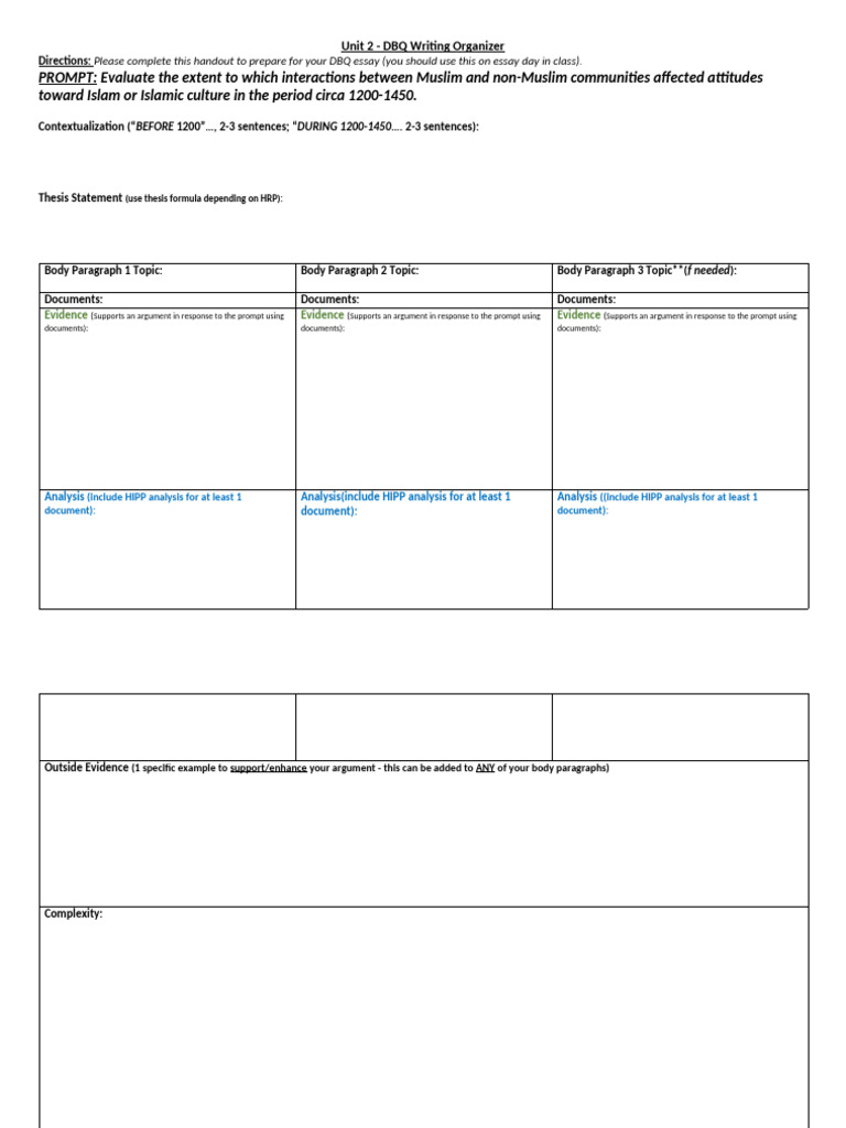 DBQ Organizer | PDF | Argument | Evidence