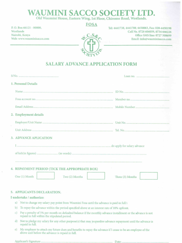 Salary Advance Form (1) | PDF