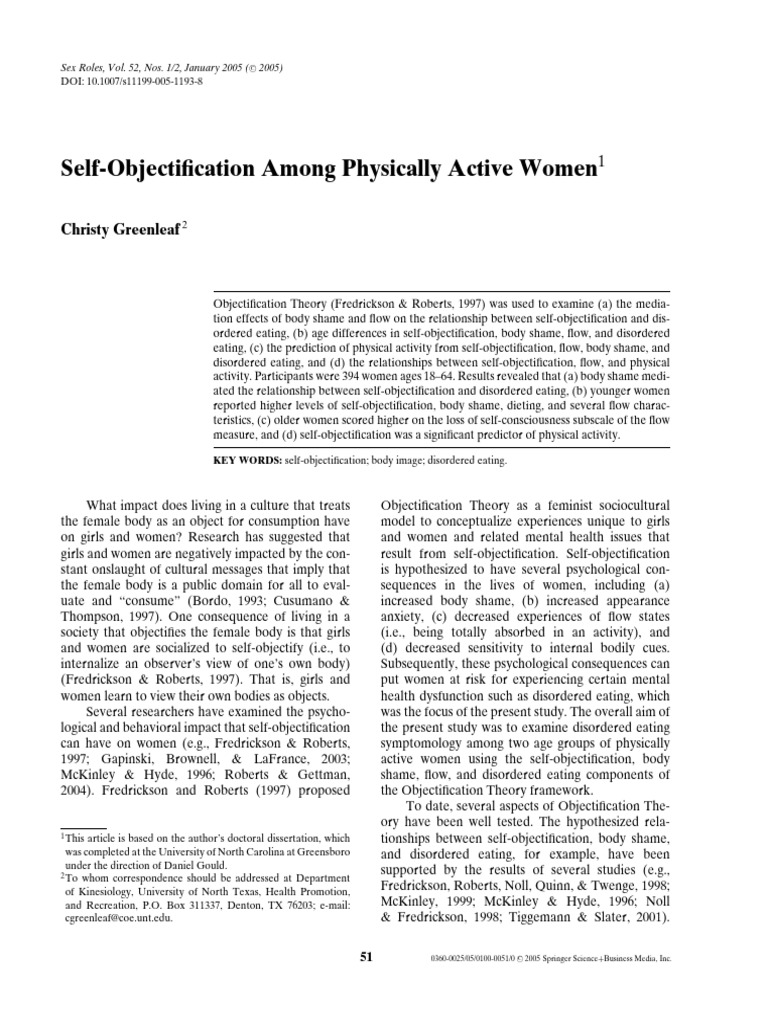 Self-Objectification Among Physically Active Women1 | PDF | Psychology ...