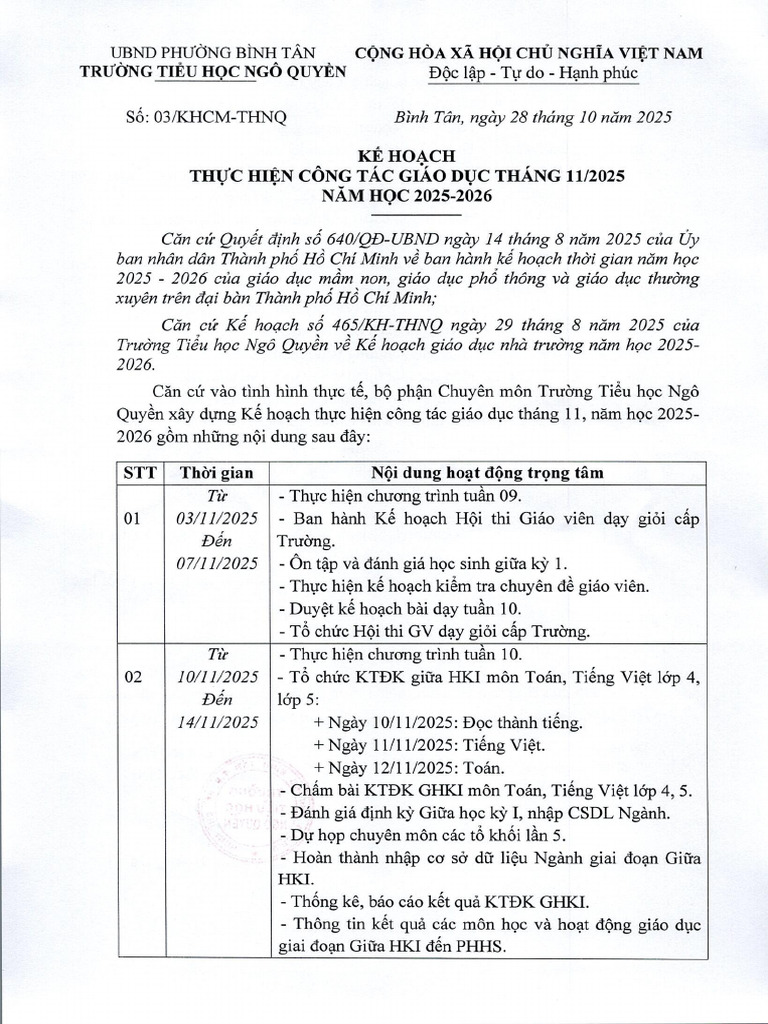 KH CM Tháng 11-2025 - 0001 | PDF