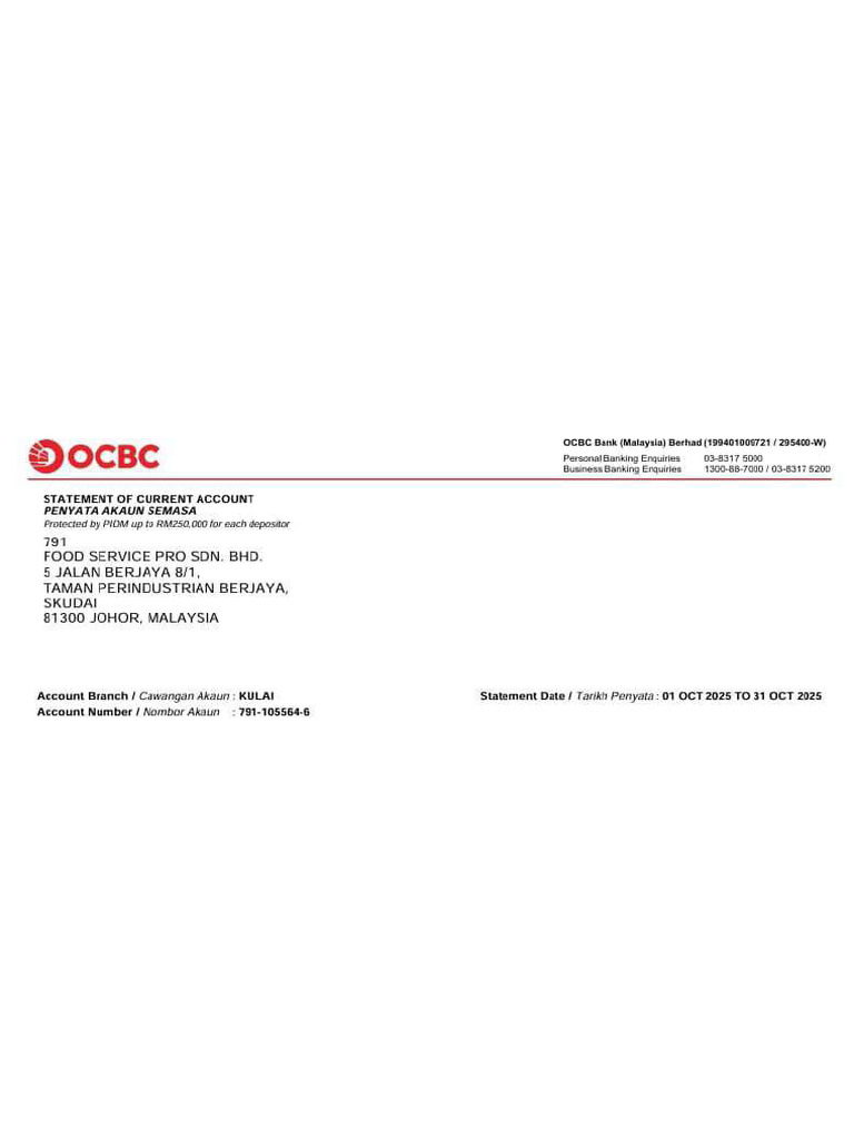 Bank Statement Header | PDF