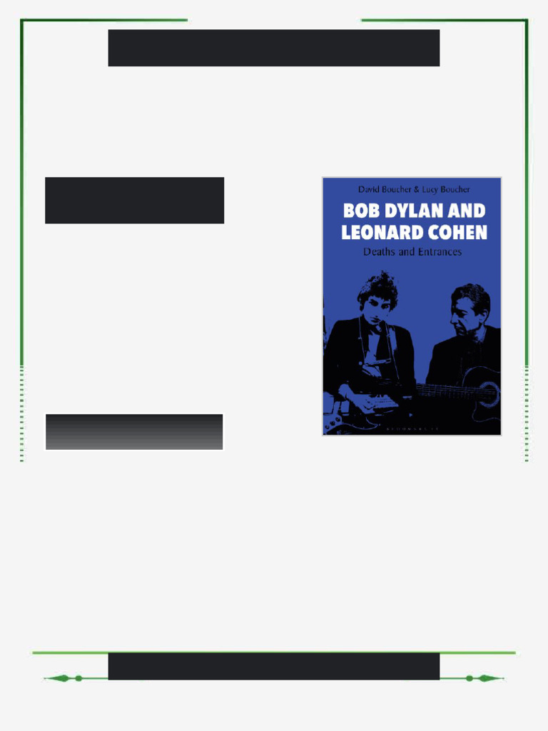 Bob Dylan and Leonard Cohen Deaths and Entrances 1st Edition David ...