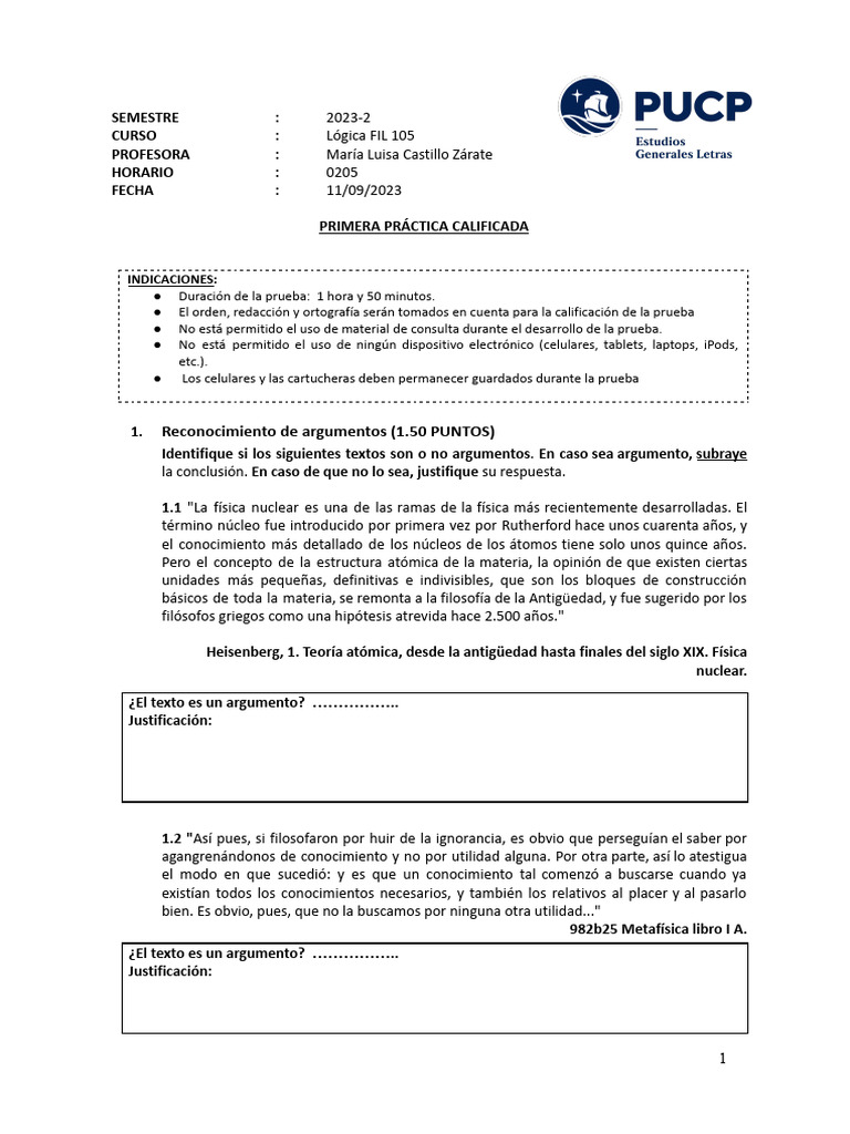 Copy of Pc1 (Ciclo 2023-2) | PDF | Experiencia | Axioma