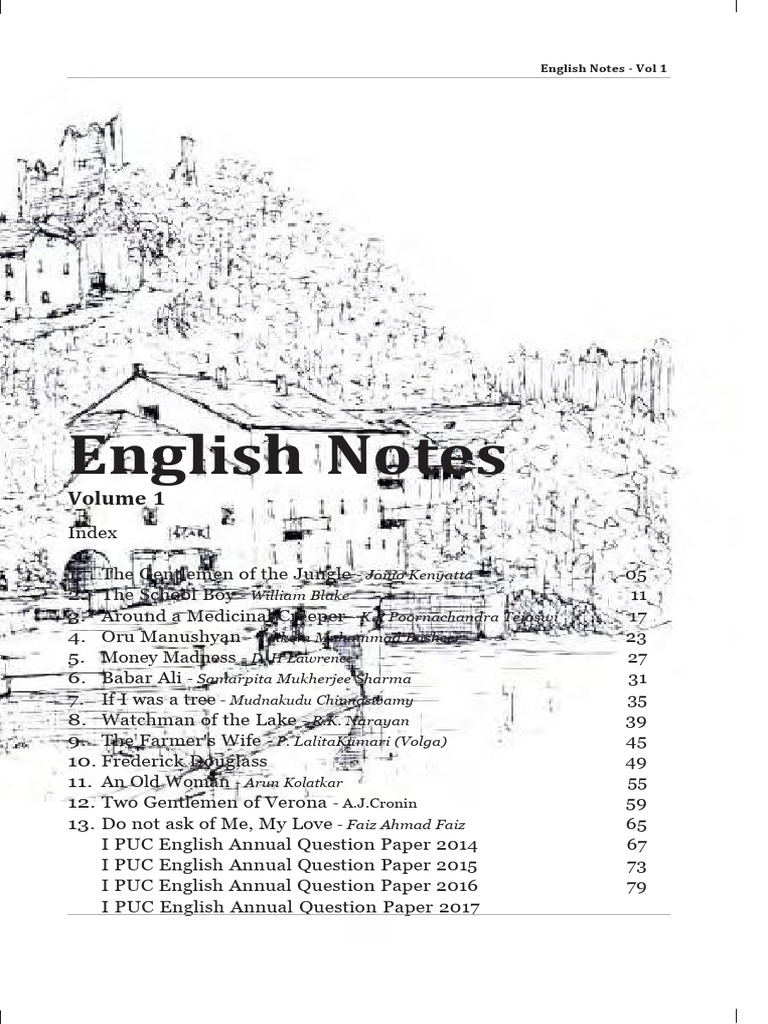 1 Pu English Notes | PDF | William Blake | Imagination