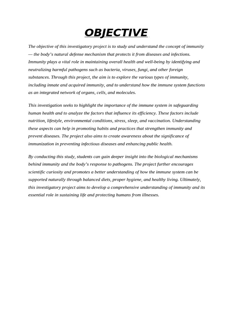 OBJECTIVE | PDF | Immune System | Adaptive Immune System