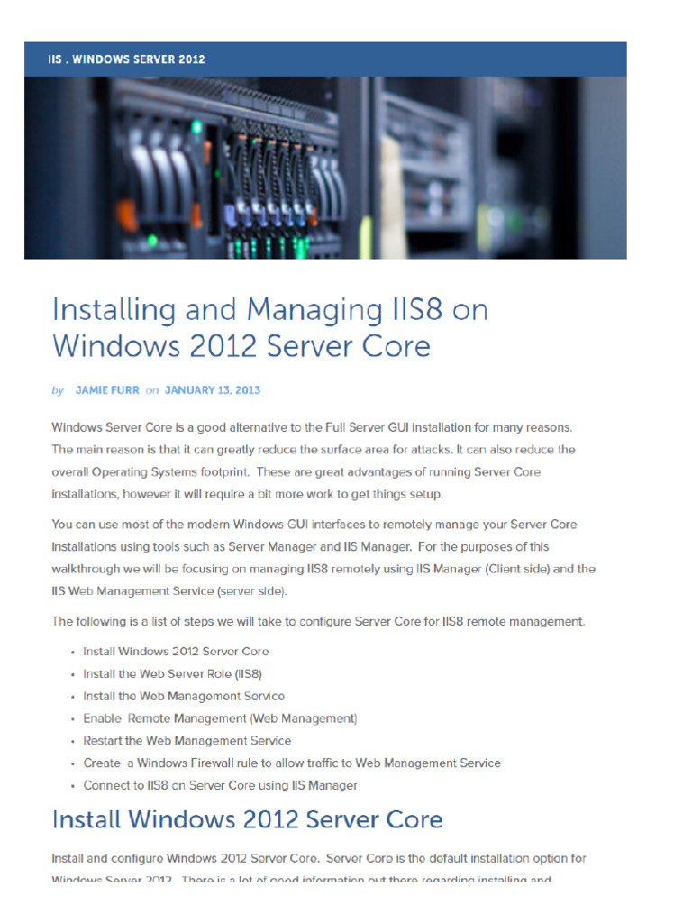 Windows 2012 Server Core IIS Web Server Setup | PDF