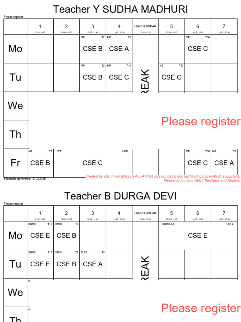 Individual Timetable 2-2 | PDF