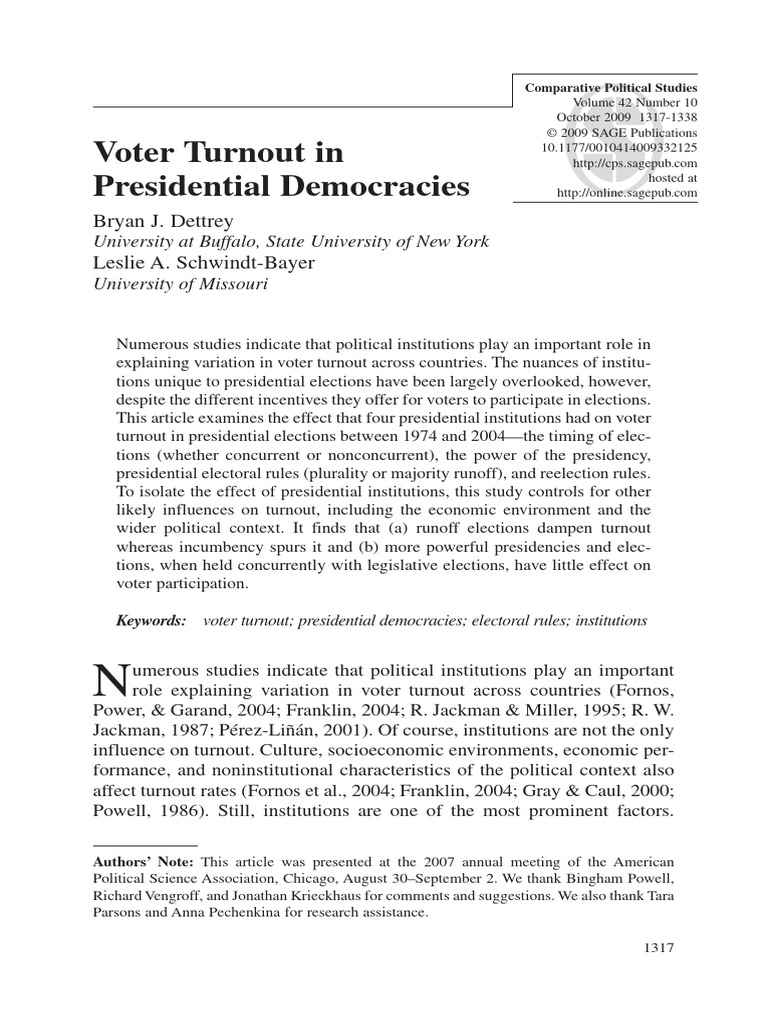 Dettrey Schwindtbayer2009 CPS | PDF | Voter Turnout | Elections