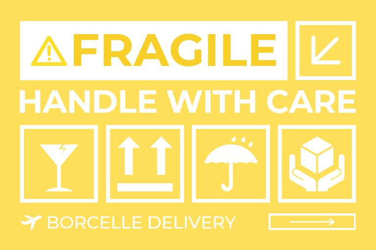 Red and Black Modern Simple Minimalist Warning Fragile Rectangle ...