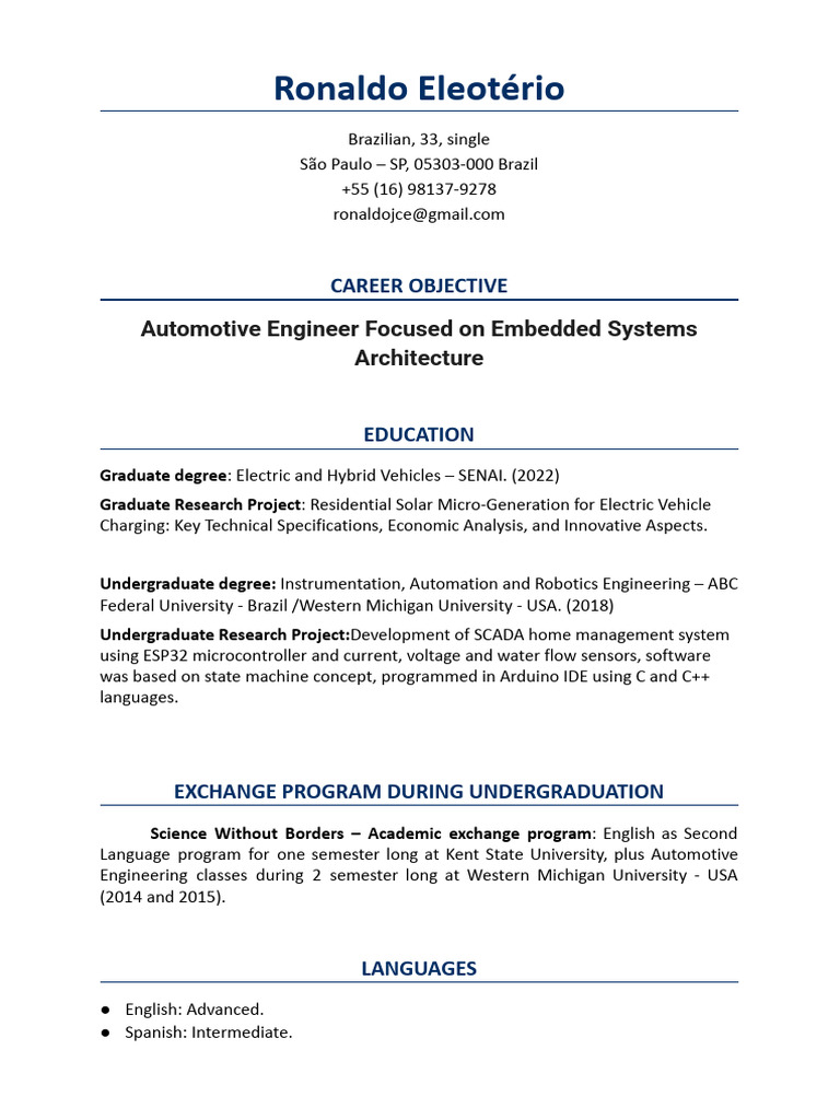 CV - Ronaldo Eleoterio - 2025 | PDF | Verification And Validation ...