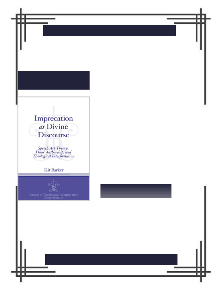 Imprecation as Divine Discourse Speech Act Theory Dual Authorship and ...