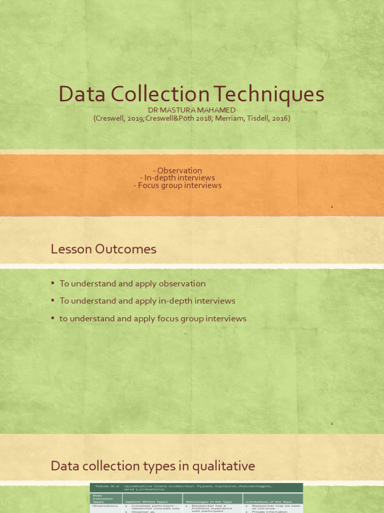 TOPIC 7 Data Collection Techniques | PDF | Focus Group | Interview
