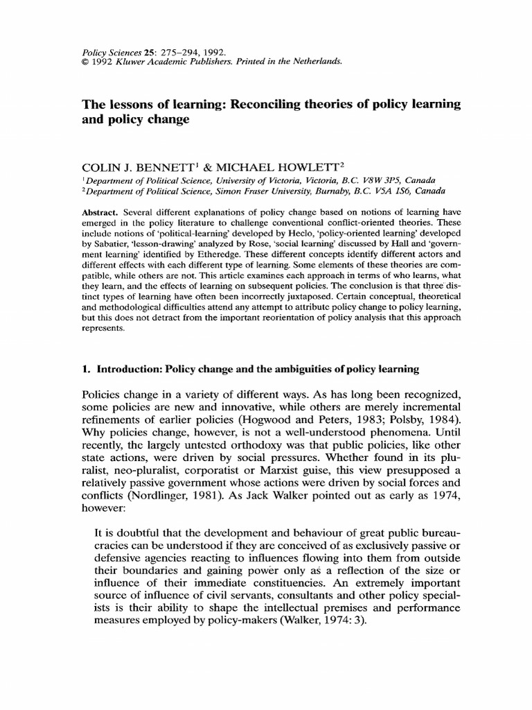 Understanding Policy Learning Theories | PDF | Policy | Learning