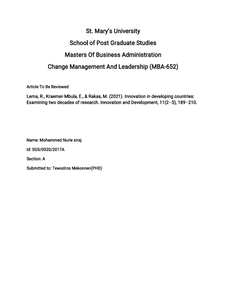 Mohammed Nuri | PDF | Innovation | Developing Country