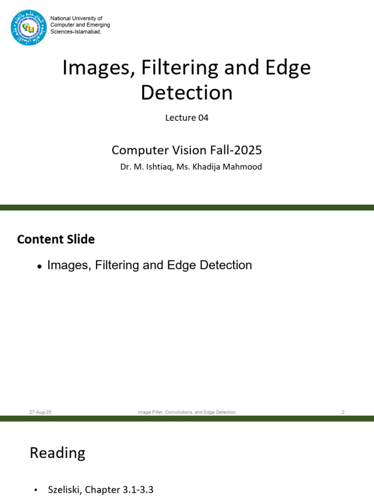 Computer Vision Fall-2025 Lecture 04 | PDF | Computer Graphics | Algorithms