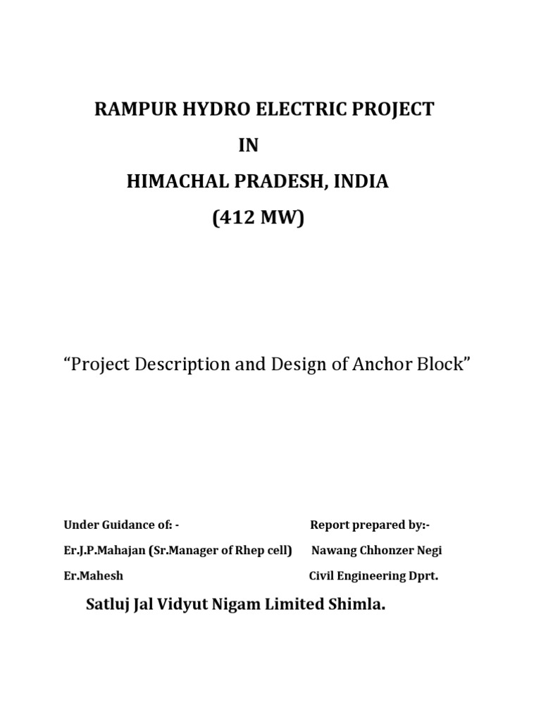 Rampur Hydro Electric Project Report | PDF | Hydroelectricity | Tunnel