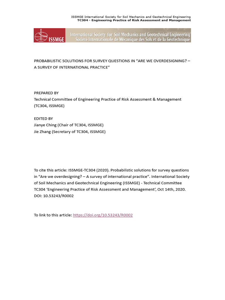 TC304 TC205 CAPG YMPG Report on Overdesign Survey Problems | PDF ...