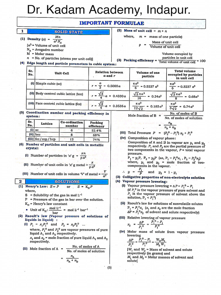 Chemistry All Formulae (1) | PDF