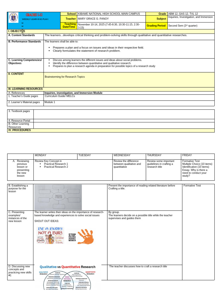 WLP-iii | PDF | Learning | Teachers