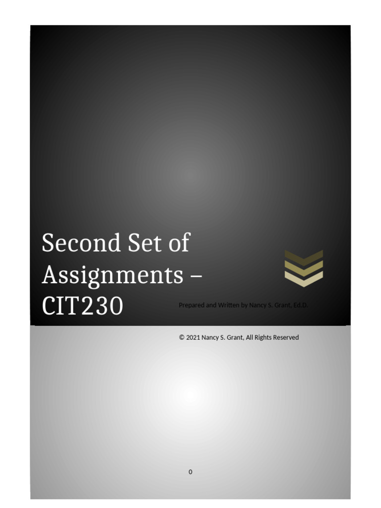 CIT230 Second Set of Assignments | PDF | Databases | Microsoft Sql Server