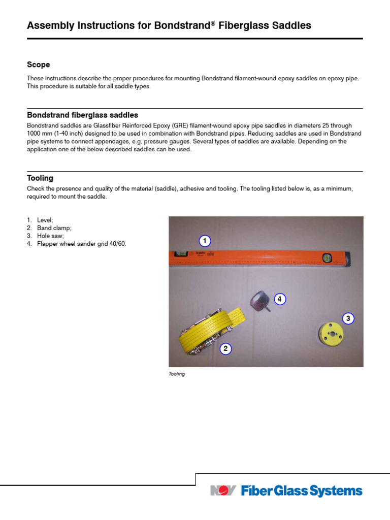 Bondstrand Fiberglass Saddle Installation Guide | PDF | Adhesive | Pipe ...