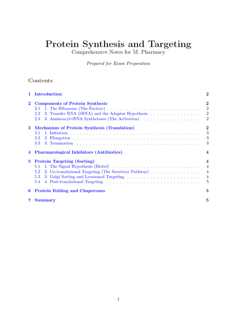 Protein Synthesis & Targeting Notes | PDF | Ribosome | Protein Targeting