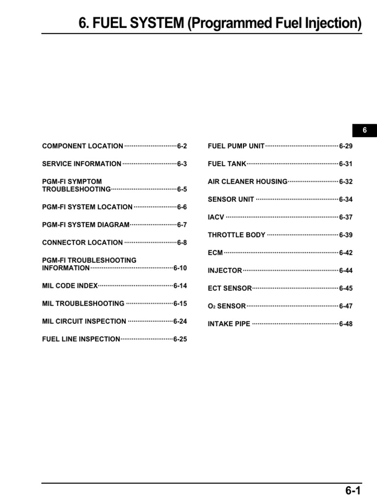 FUEL SYSTEM (Programmed Fuel Injection) | PDF | Throttle | Electrical ...