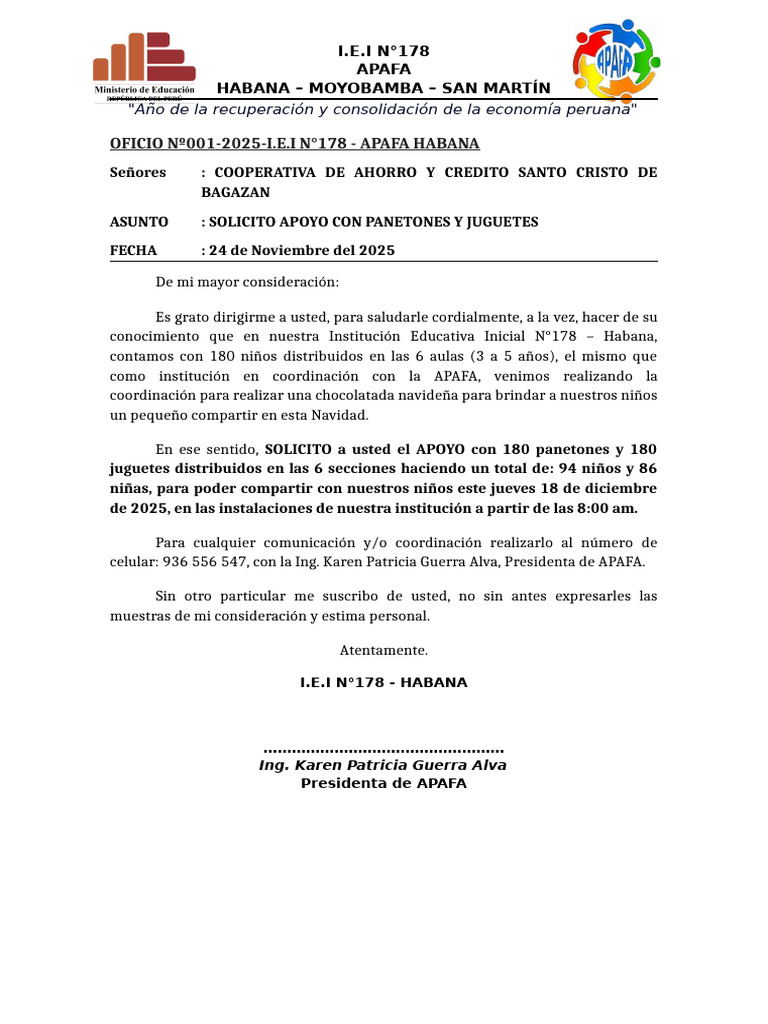 Solicito Apoyo Con Panetones - Copia | PDF