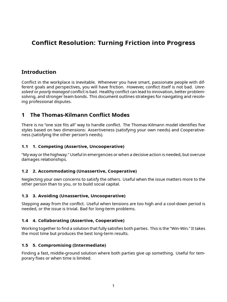 Conflict Resolution | PDF | Conflict Resolution | Psychological Concepts