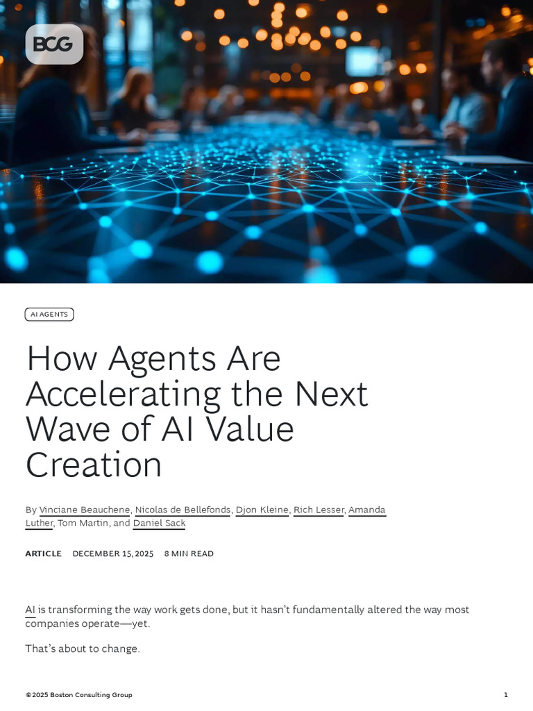 202512 Agents Accelerate Next Wave of Ai Value Creation BCG | PDF ...