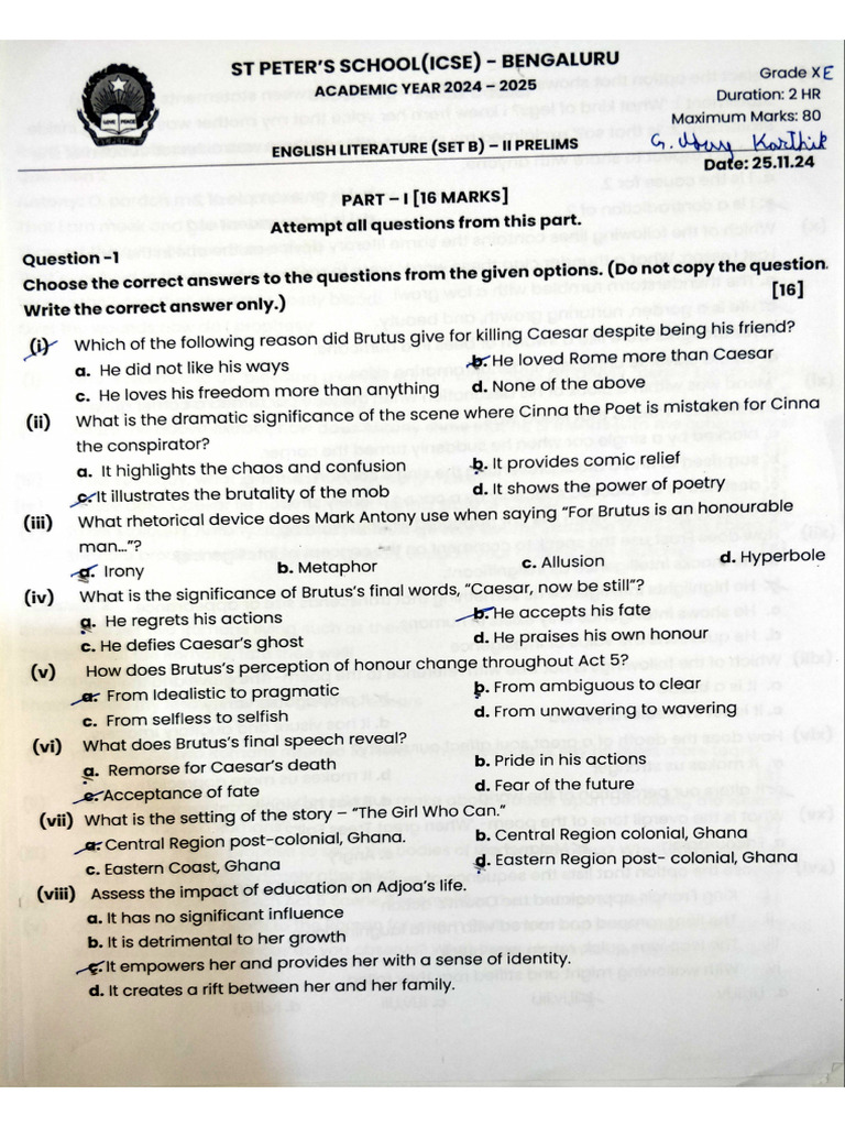 English-II Prelim Paper | PDF