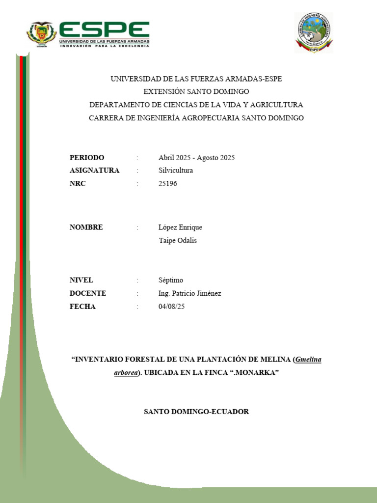 Inventario Forestal Melina - Taipe Odalis - Lopez Enrique-Bu | PDF ...