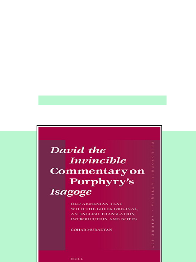 David the Invincible Commentary on Porphyry s Isagoge Old Armenian Text ...
