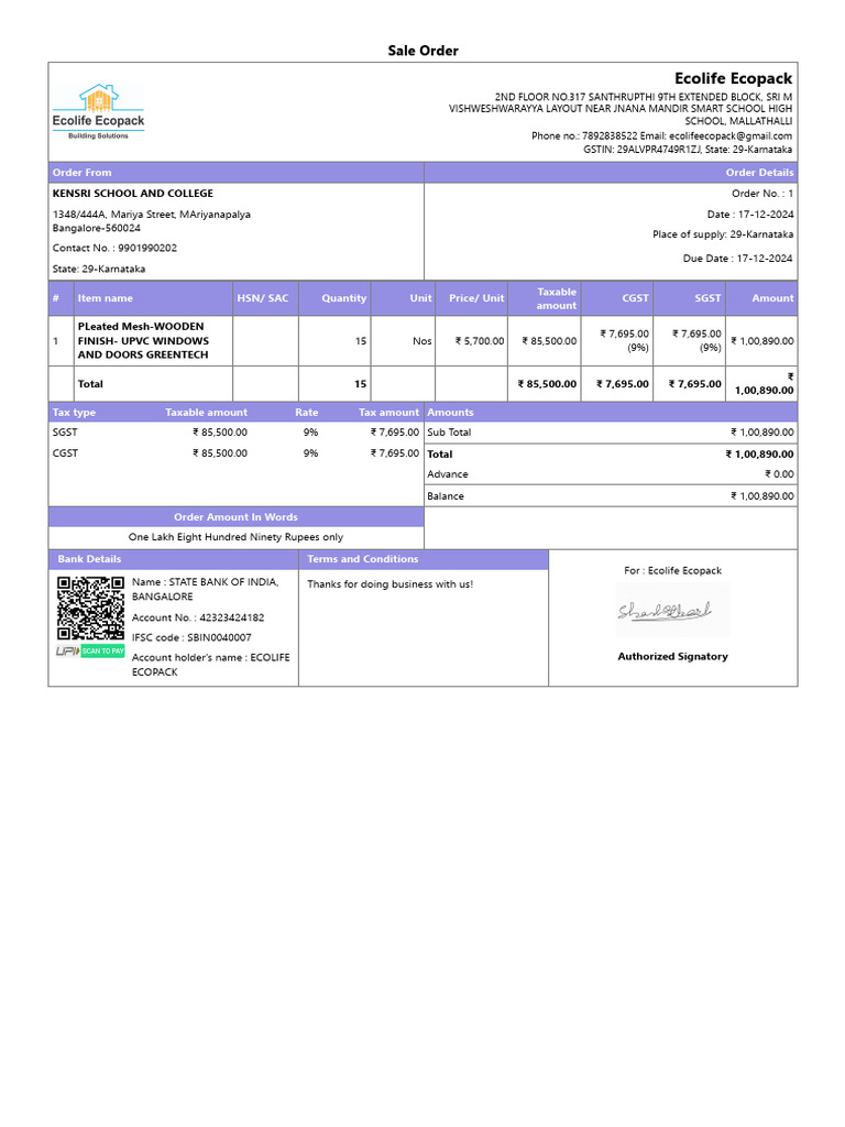 Kensri School and College 17122024 | PDF | Payments | Currency