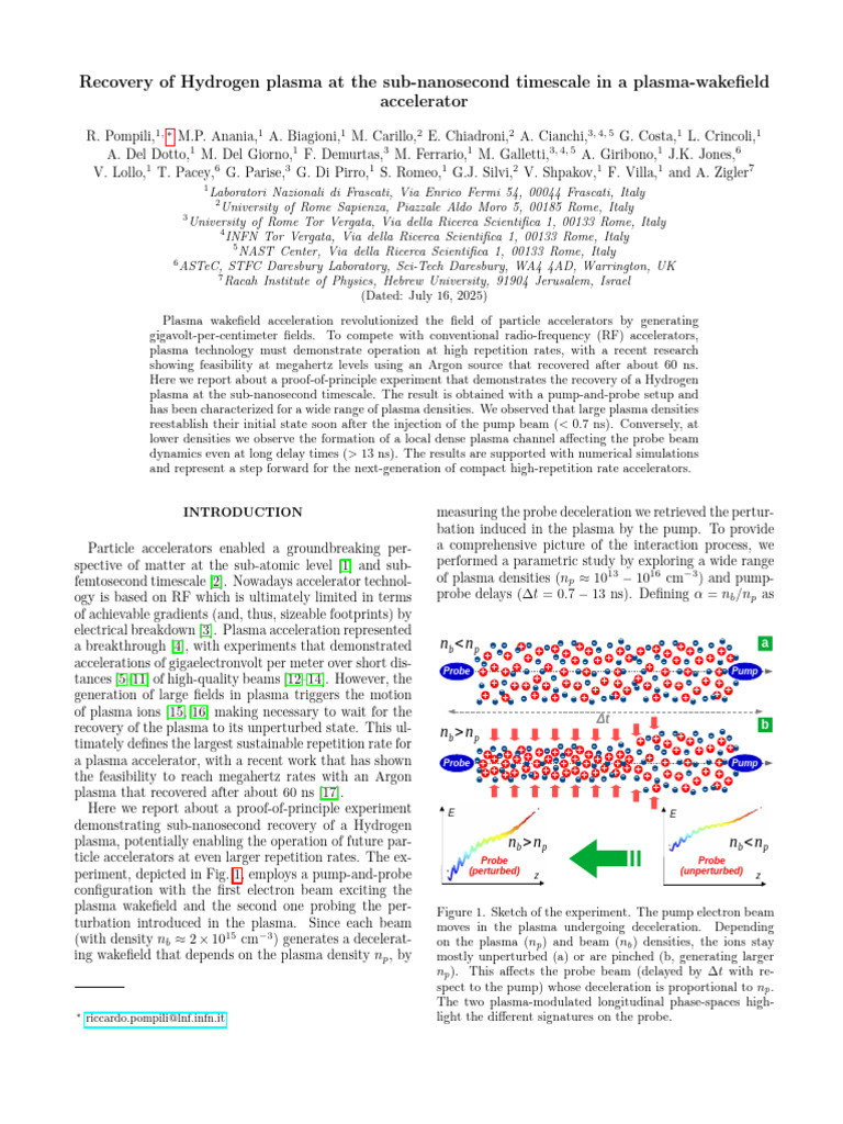 Sub-Nanosecond Hydrogen Plasma Recovery | PDF | Plasma (Physics ...