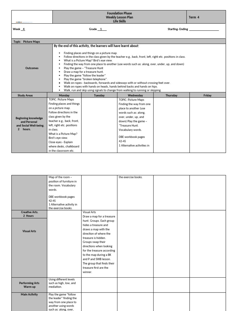 Grade 1 Life Skills: Picture Maps Lesson Plan | PDF | Learning