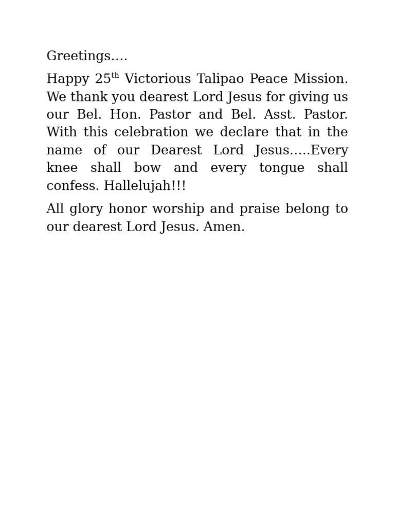 Greetings For Talipao | PDF