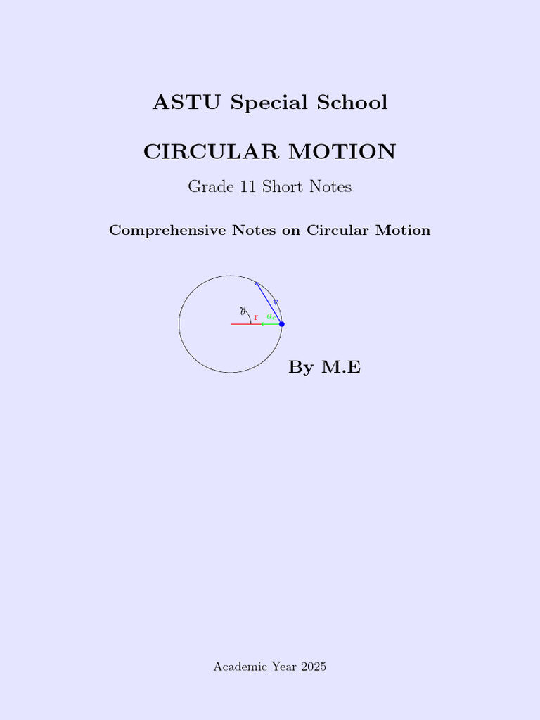Grade 11 Circular Motion Notes | PDF | Acceleration | Force