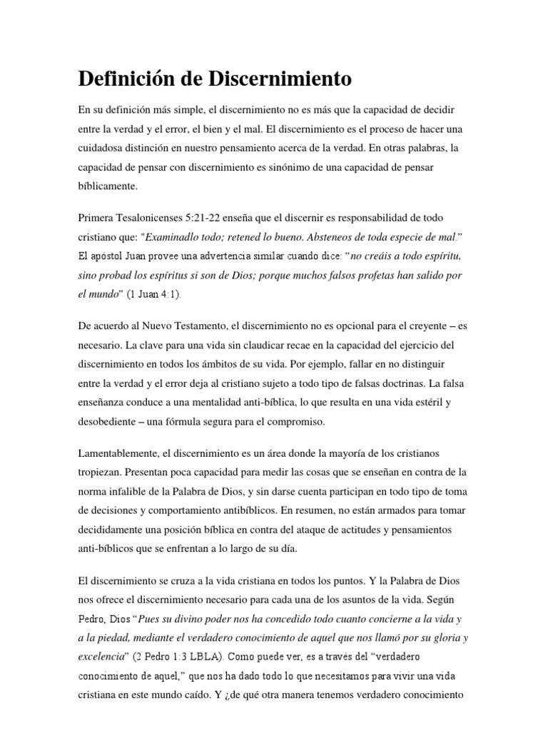 Definición y Significado de Discernimiento | PDF | Verdad | Conocimiento