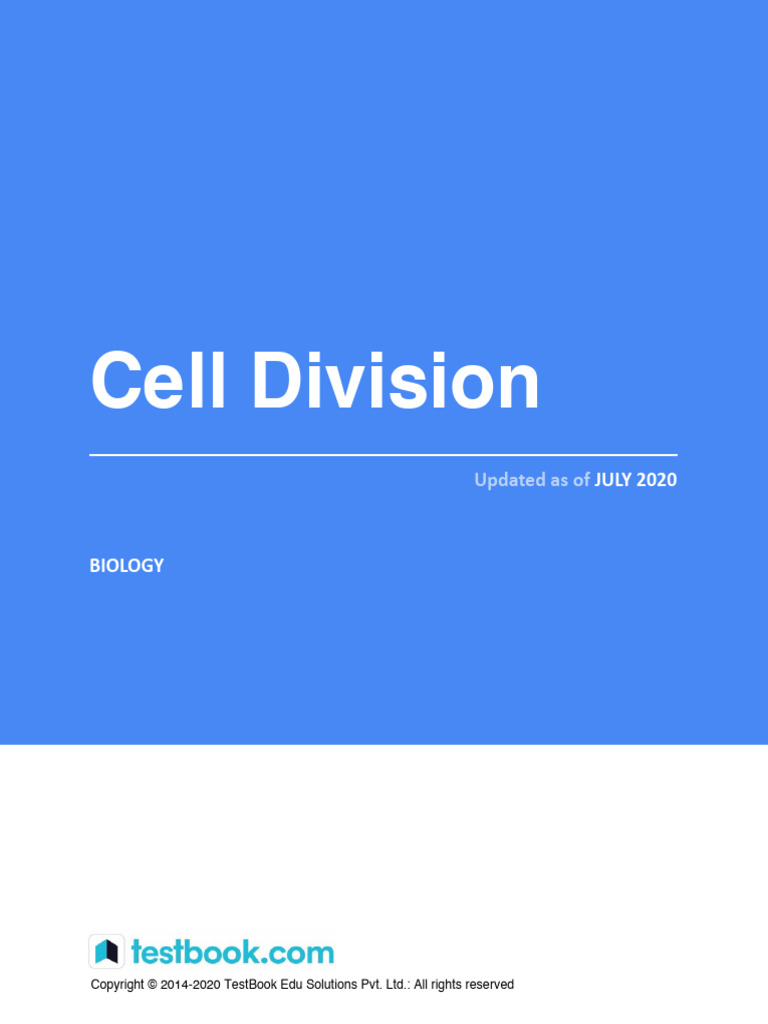 Cell Division - Study Notes | PDF | Meiosis | Mitosis