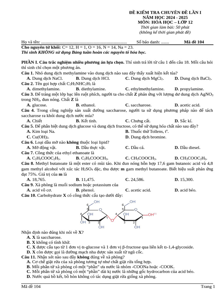 (12) GKI - Đề 11 Đến Amin | PDF