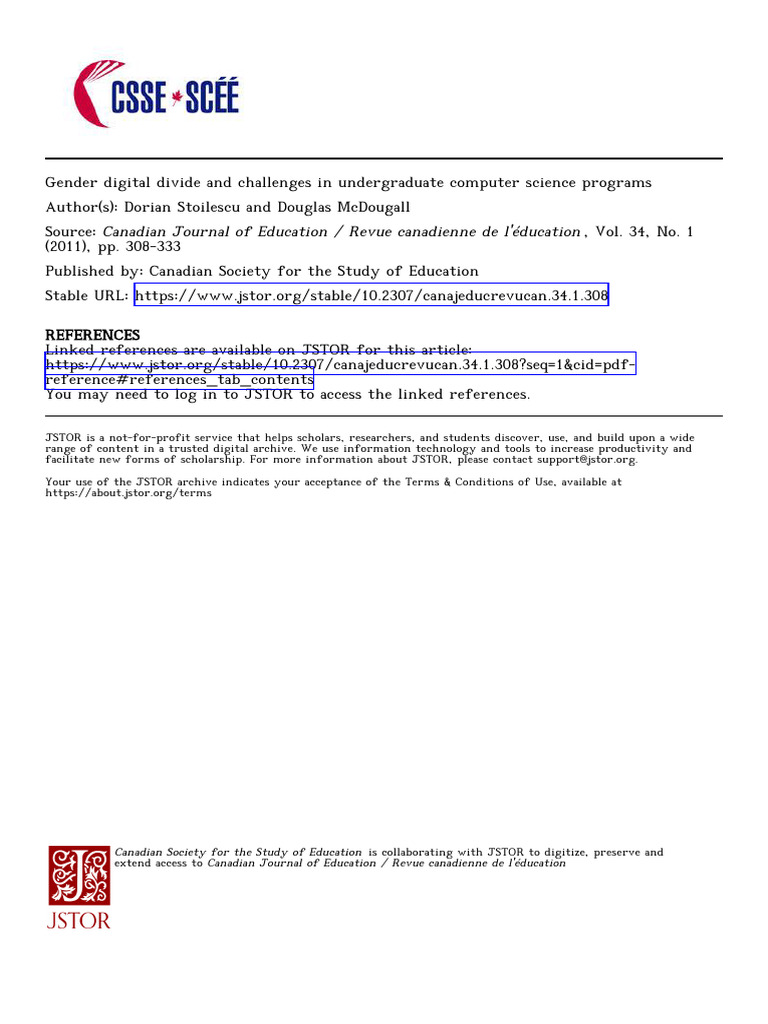 Stoilescu-Genderdigitaldivide-2011 | PDF | Computer Programming | Science