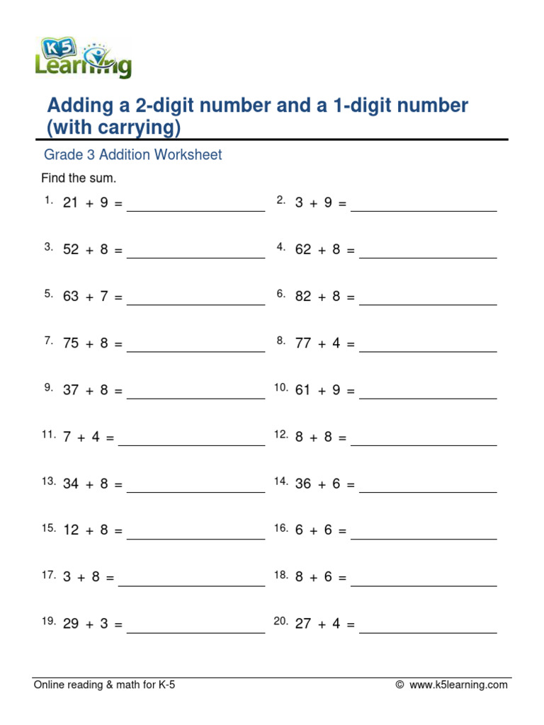 G3 Math NumberSense Mental Addition Assignment | PDF