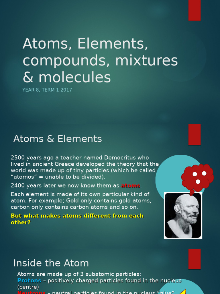 Atoms, Elements, and Compounds Explained | PDF | Atoms | Chemical Compounds